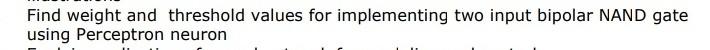 Solved Find weight and threshold values for implementing two | Chegg.com