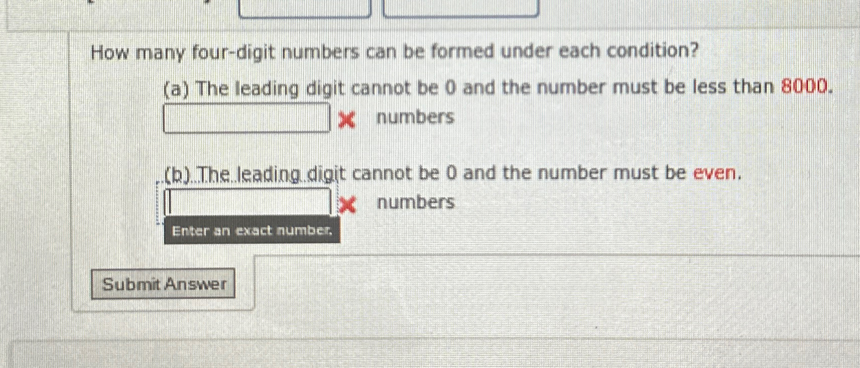 Solved How many four-digit numbers can be formed under each | Chegg.com