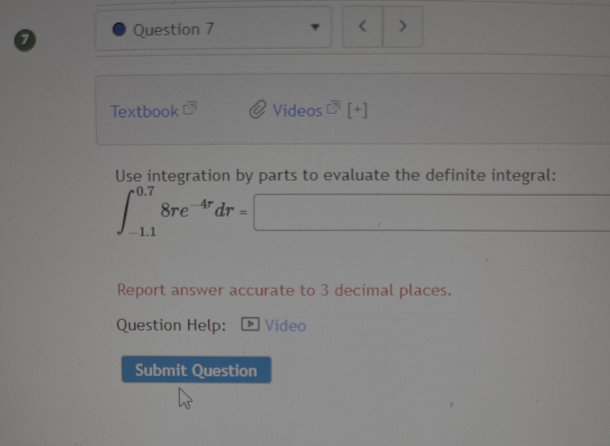 Solved Use integration by ﻿parts to ﻿evaluate the definite | Chegg.com