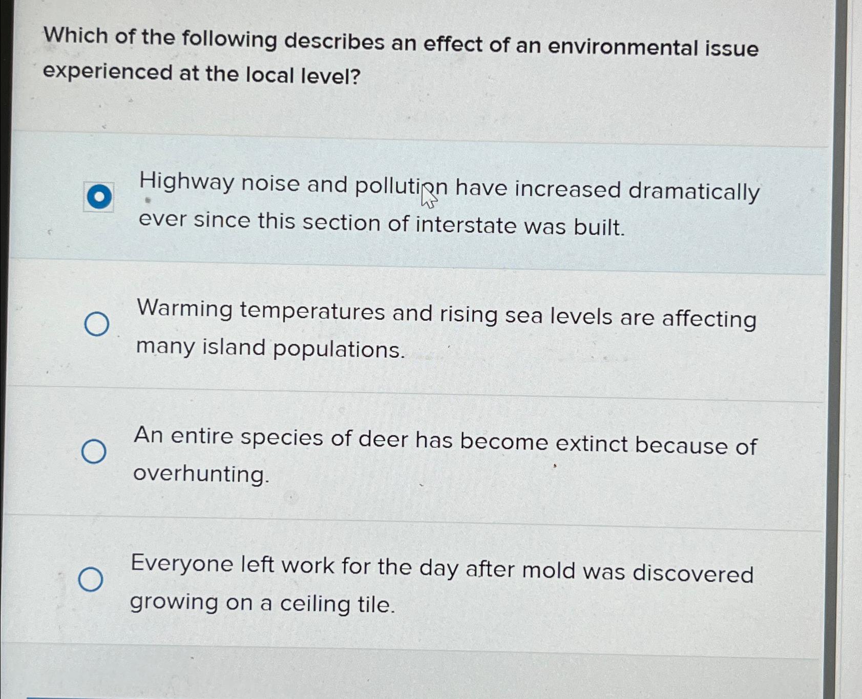 Solved Which of the following describes an effect of an | Chegg.com