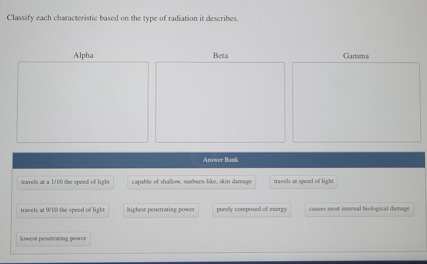 Solved Classify each characteristic based on the type of | Chegg.com