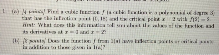 Solved 1. (a) [4 points) Find a cubic function f (a cubic | Chegg.com
