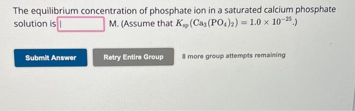 Solved The equilibrium concentration of phosphate ion in a | Chegg.com