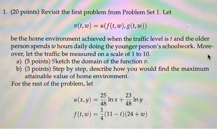 Solved 1. (20 points) Revisit the first problem from Problem | Chegg.com