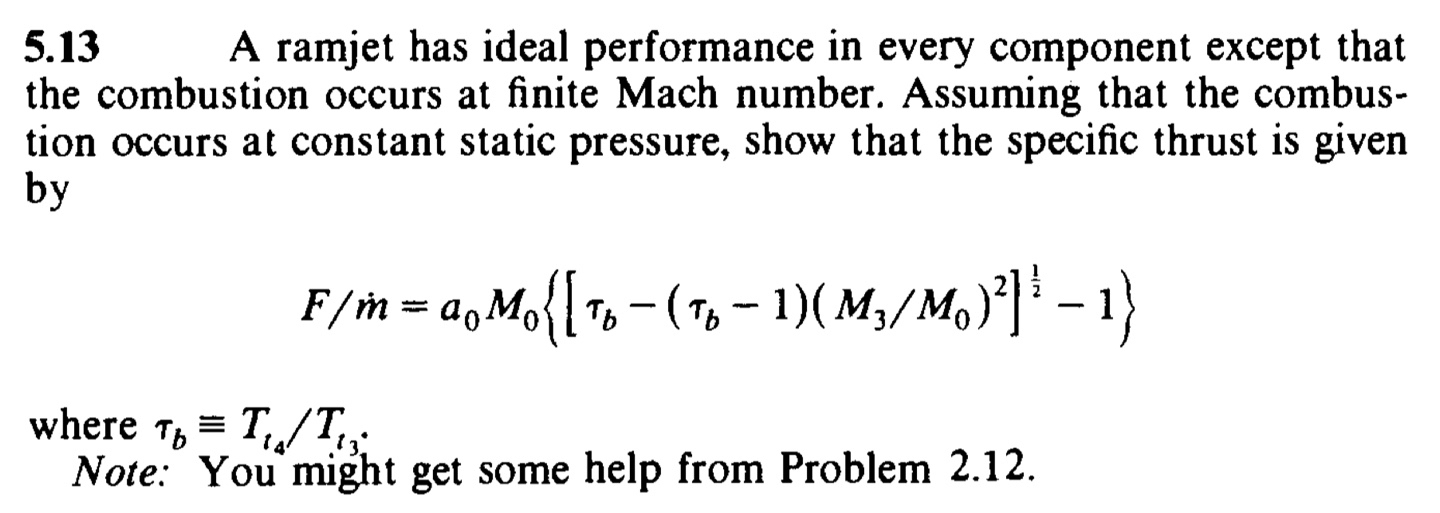 Solved 5.13 ﻿A ramjet has ideal performance in every | Chegg.com