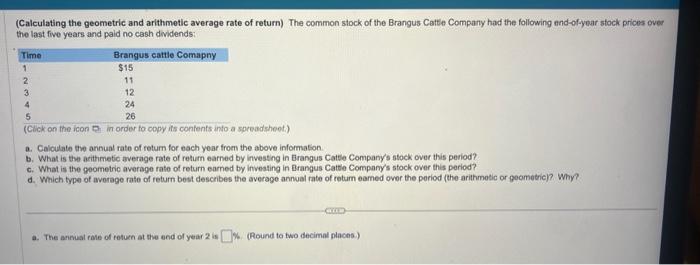 Solved (Calculating the geometric and arithmetic average | Chegg.com