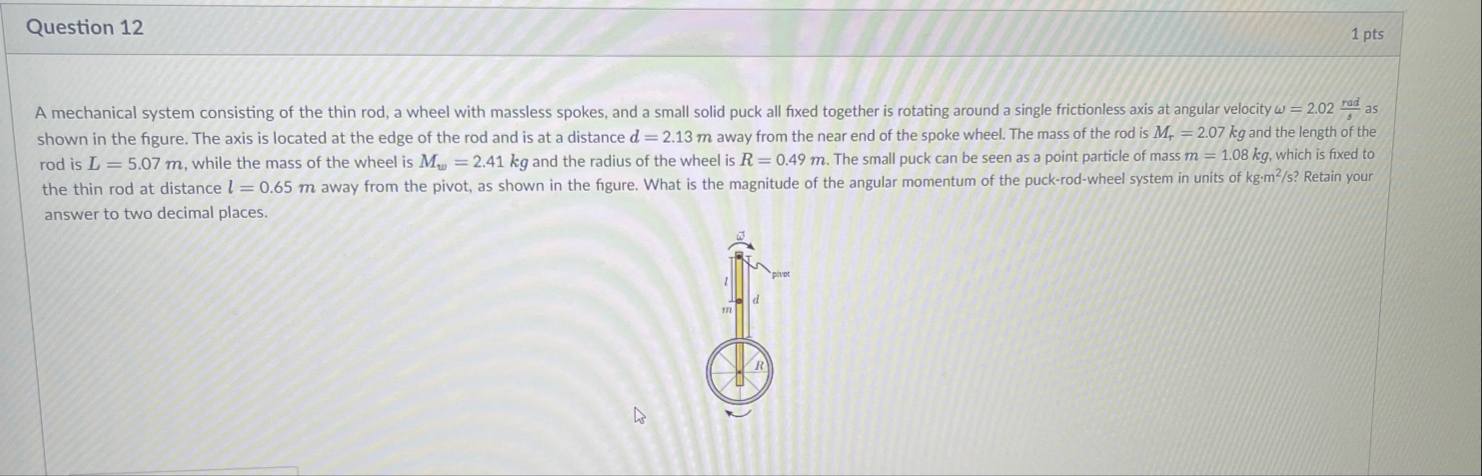 Solved Question 121 ﻿ptsA mechanical system consisting of | Chegg.com