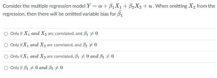 Solved Consider the multiple regression model Y = a +B1X1 + | Chegg.com