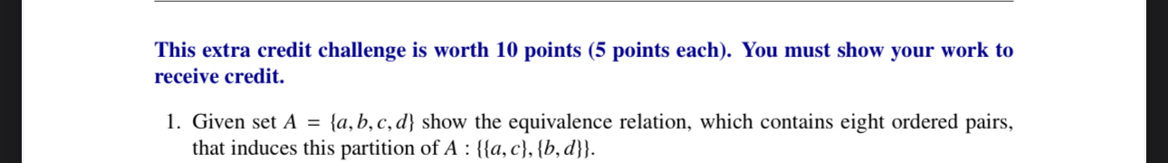 Solved Given set A={a,b,c,d} ﻿show the equivalence relation, | Chegg.com
