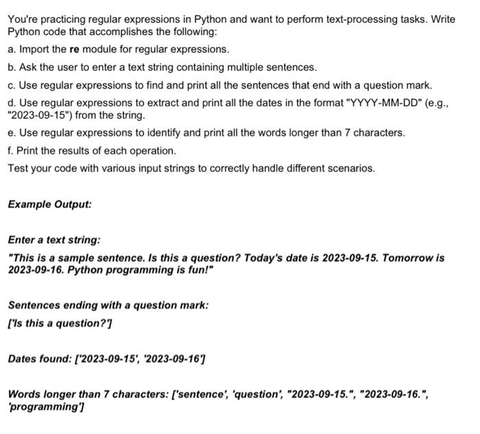 Solved You're practicing regular expressions in Python and | Chegg.com