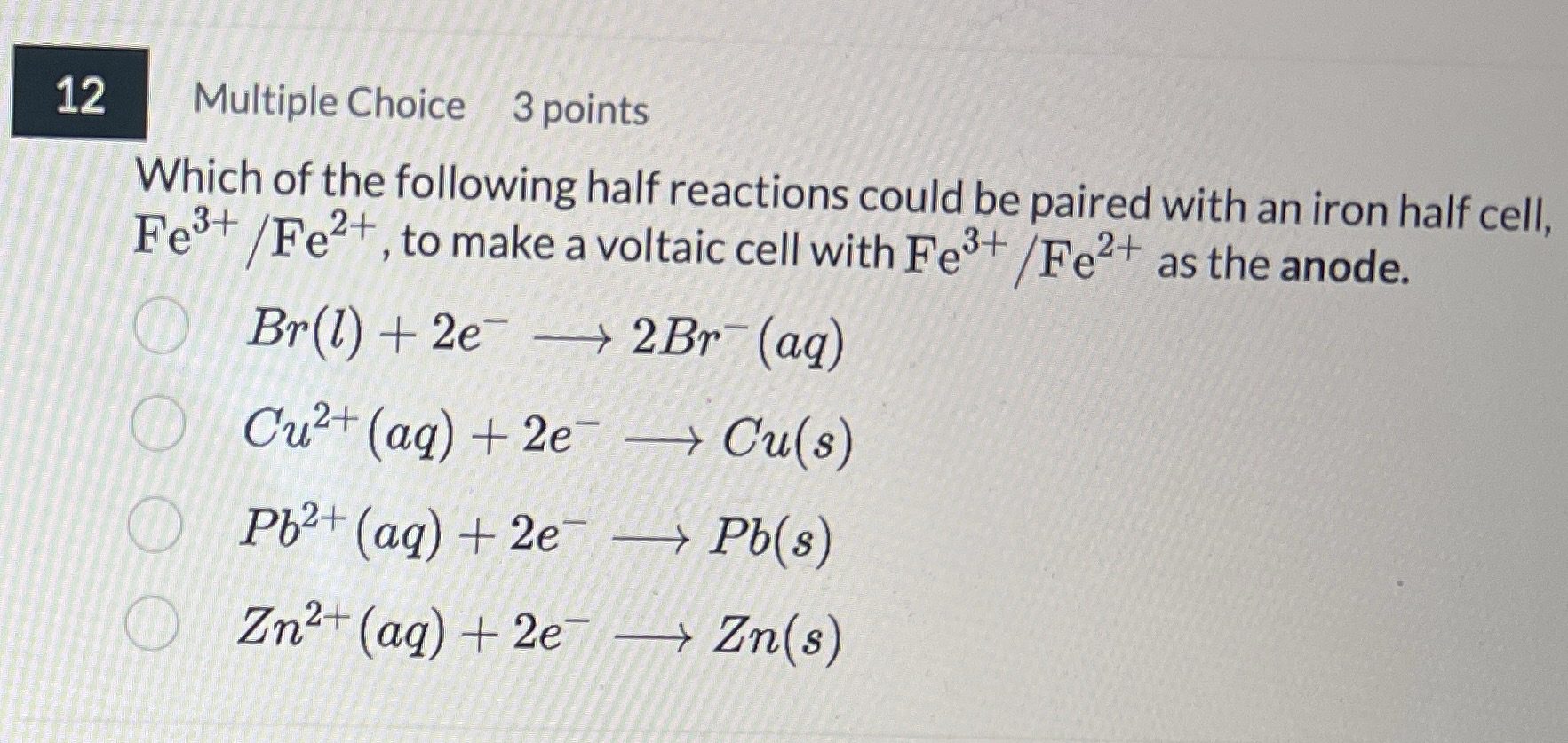 High Quality SOLUTION Multiple Choice 3 ﻿pointsWhich of the following half | Chegg.com