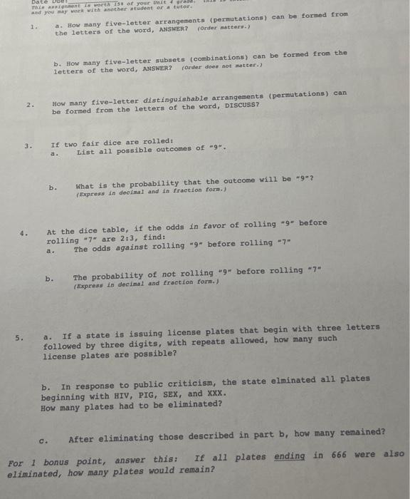 Solved 2. How many five-letter distinguishable arrangements | Chegg.com