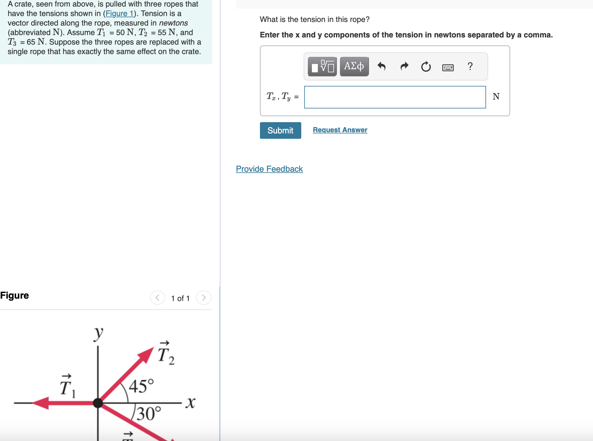 Solved A crate, seen from above, is pulled with three ropes | Chegg.com