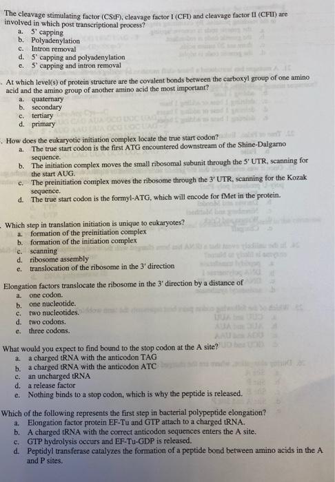 Solved a. involved in which post transcriptional process? | Chegg.com