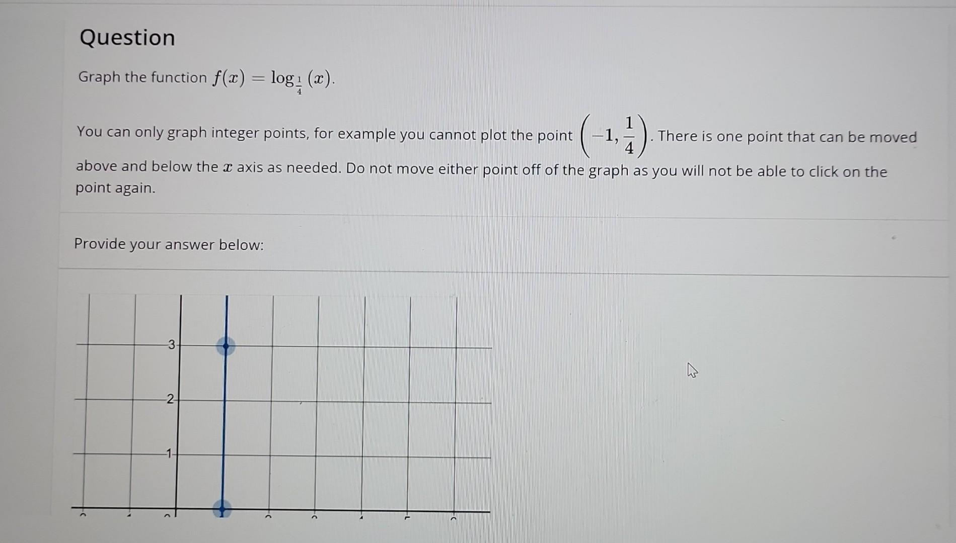Solved QuestionGraph the function f(x)=log14(x).You can only | Chegg.com
