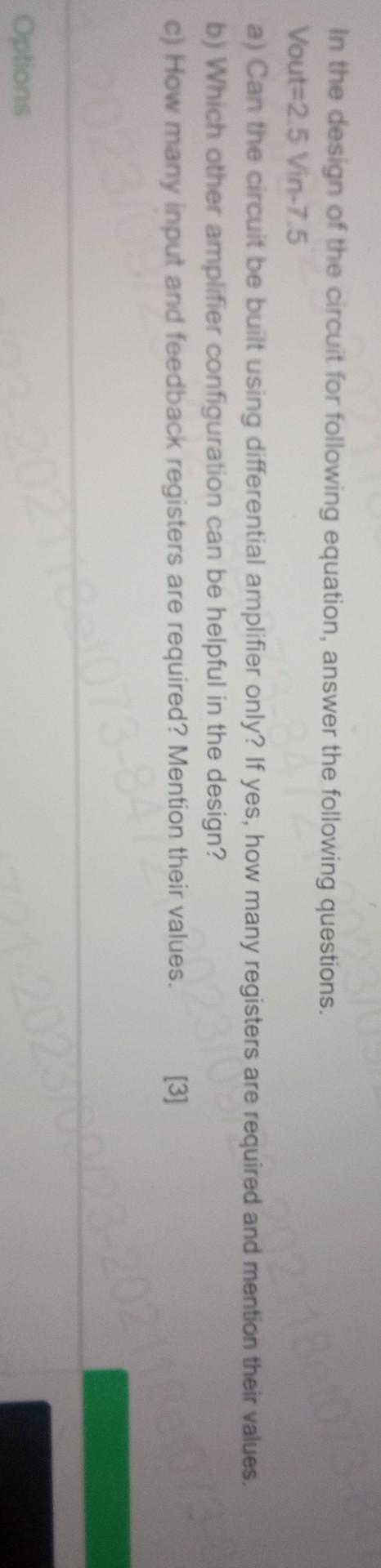 Solved In the design of the circuit for following equation, | Chegg.com