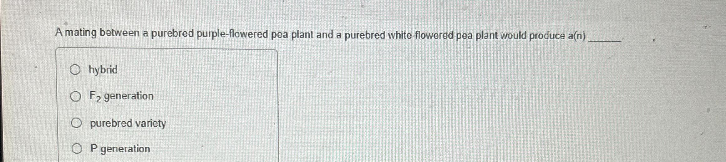 High Quality SOLUTION A mating between a purebred purple-flowered pea ...