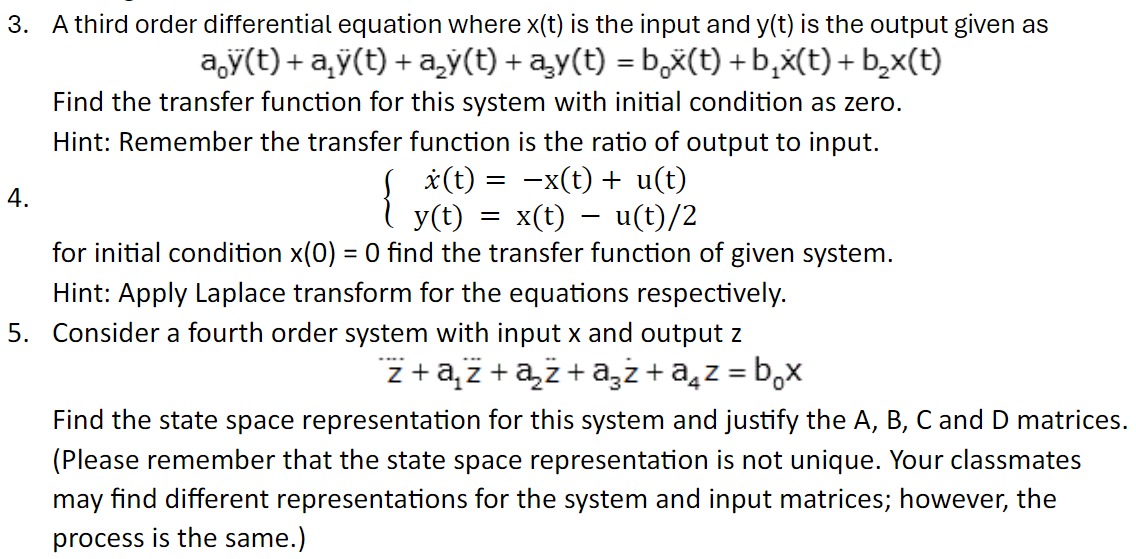 A third order differential equation where x(t) ﻿is | Chegg.com