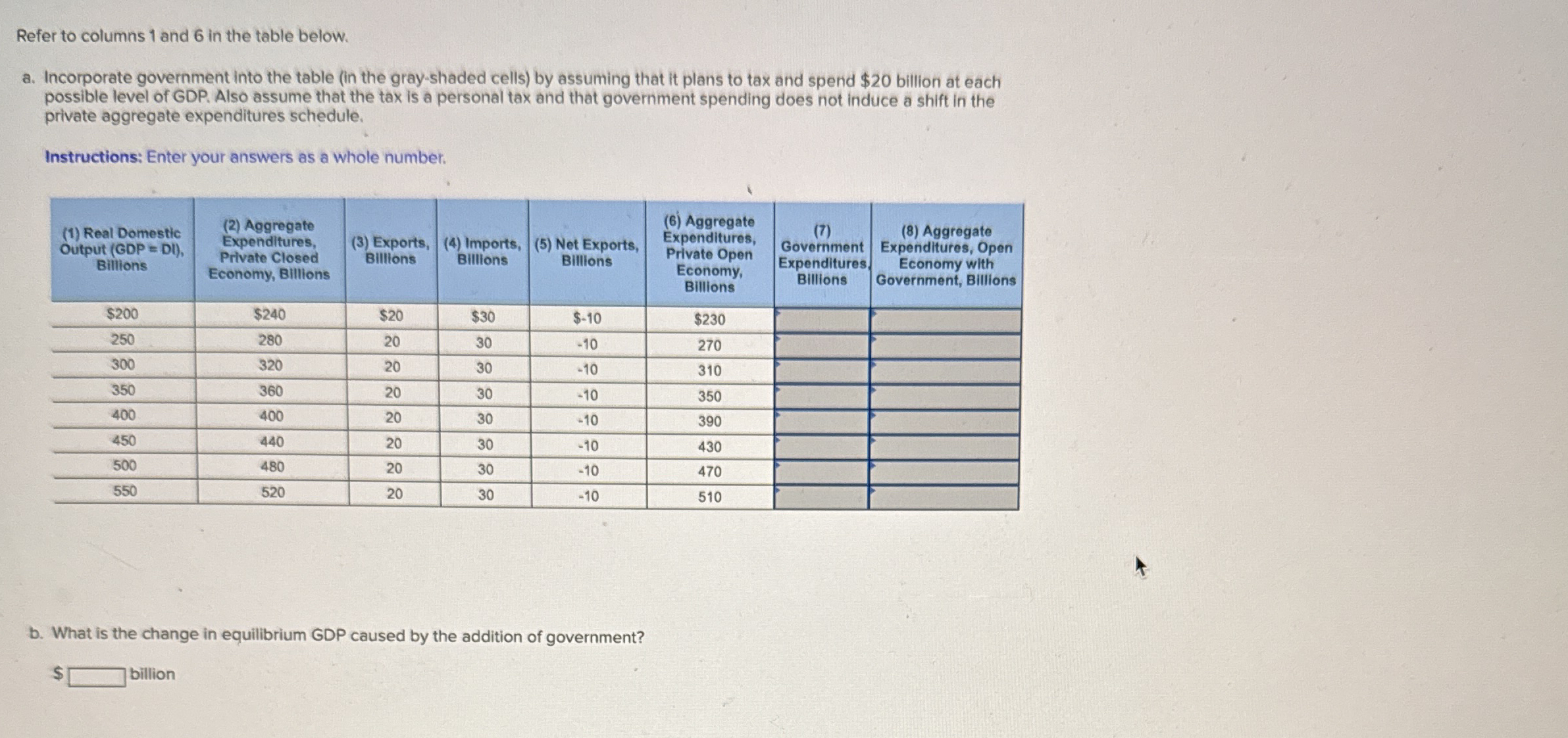 Solved Refer to columns 1 ﻿and 6 ﻿in the table below.a. | Chegg.com
