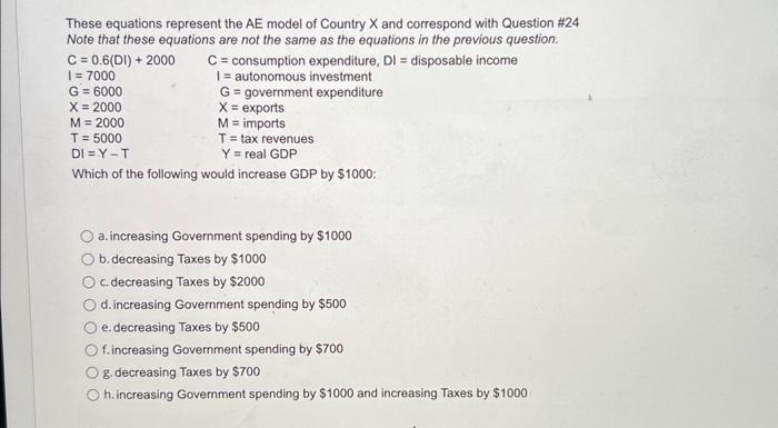 Solved These equations represent the AE model of Country X | Chegg.com