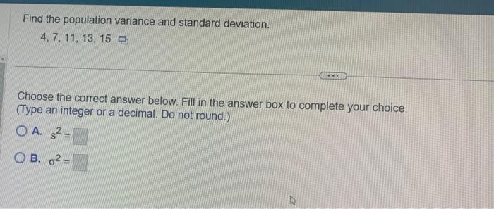 Solved Find the sample variance and standard deviation. | Chegg.com