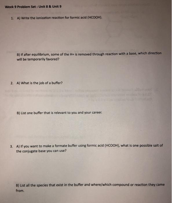 Solved Week 9 Problem Set: Unit 8 & Unit 9 1. A) Write the | Chegg.com