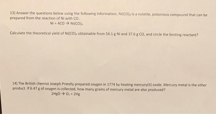Solved 13) Answer the questions below using the following | Chegg.com