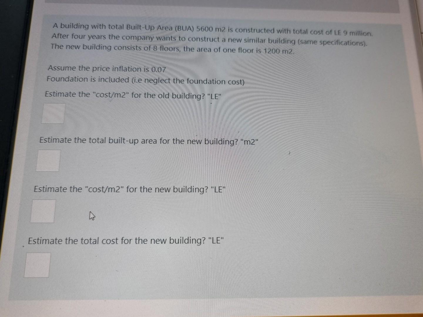 Solved A building with total Built-Up Area (BUA) 5600 m2 is | Chegg.com