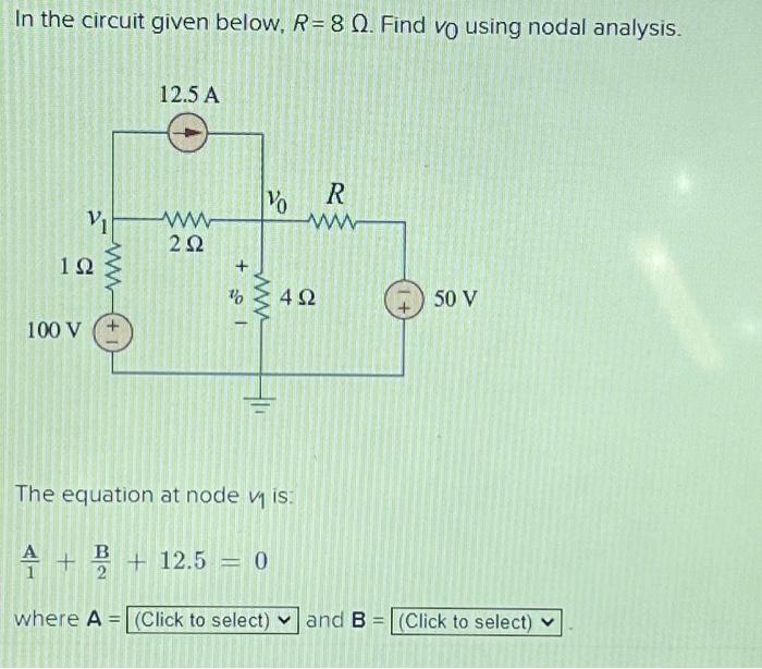 Solved In the circuit given below, R=80. Find vo using nodal | Chegg.com