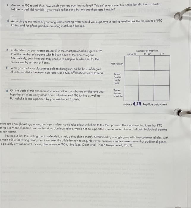 c Are you a PTC taster? If so, how would you rate | Chegg.com