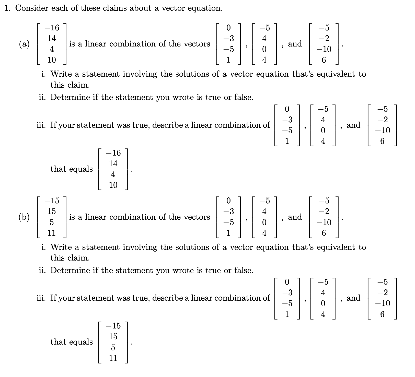 Solved Consider each of these claims about a vector | Chegg.com