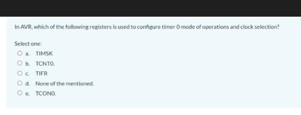 Solved In AVR, which of the following registers is used to | Chegg.com