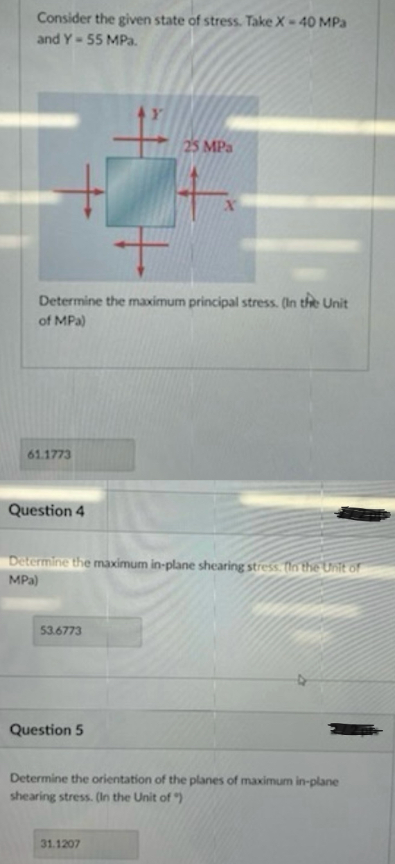 Solved Question 4Determine the maximum in-plane shearing | Chegg.com