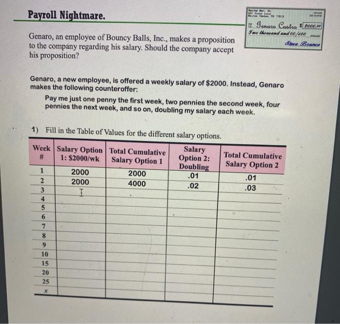 Solved Payroll Nightmare. Bee BT 22. 14 Genaro Castro | Chegg.com