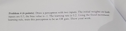 Solved Draw a perceptron with two inputs. The initial | Chegg.com