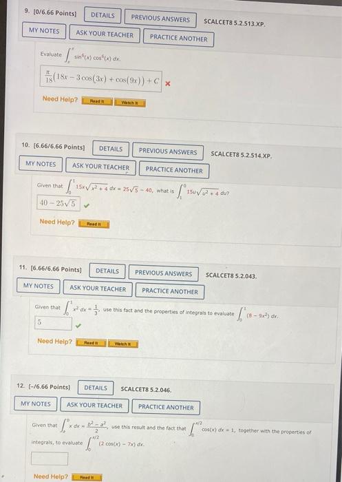 Solved 9. 10/6.66 Points) DETAILS PREVIOUS ANSWERS SCALCET8 | Chegg.com