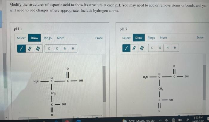 Solved Modify the structures of aspartic acid to show its | Chegg.com