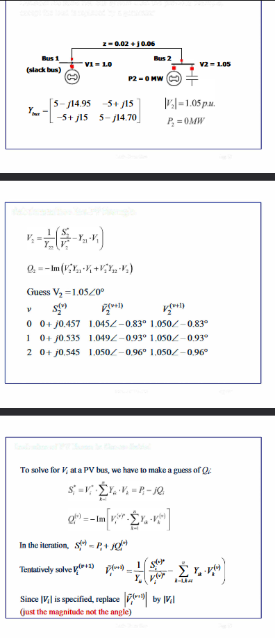 Two Bus PV Example Consider the same two bus system | Chegg.com