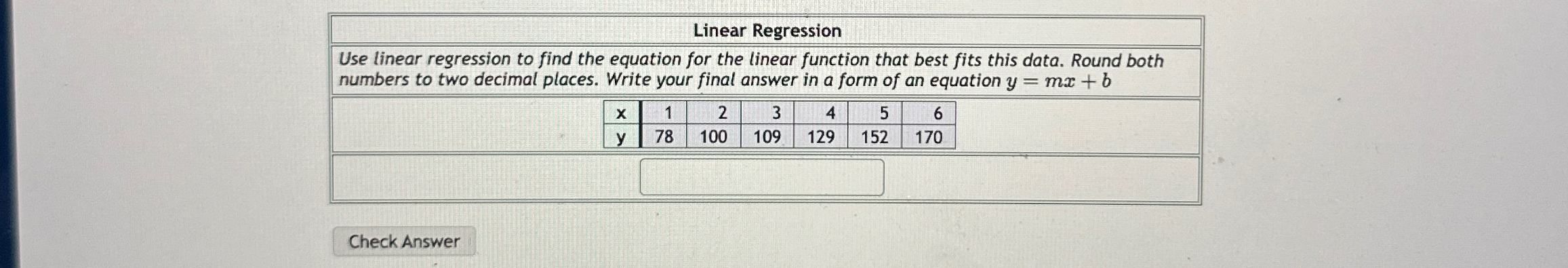 Solved Linear RegressionUse linear regression to find the | Chegg.com