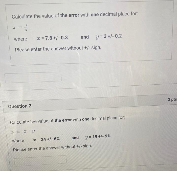 Solved Calculate the value of the error with one decimal | Chegg.com