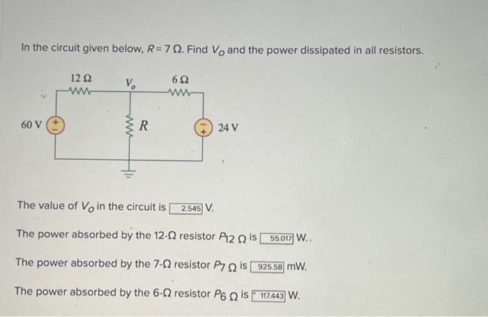 Solved In the circuit given below, R=7Ω. Find VO and the | Chegg.com