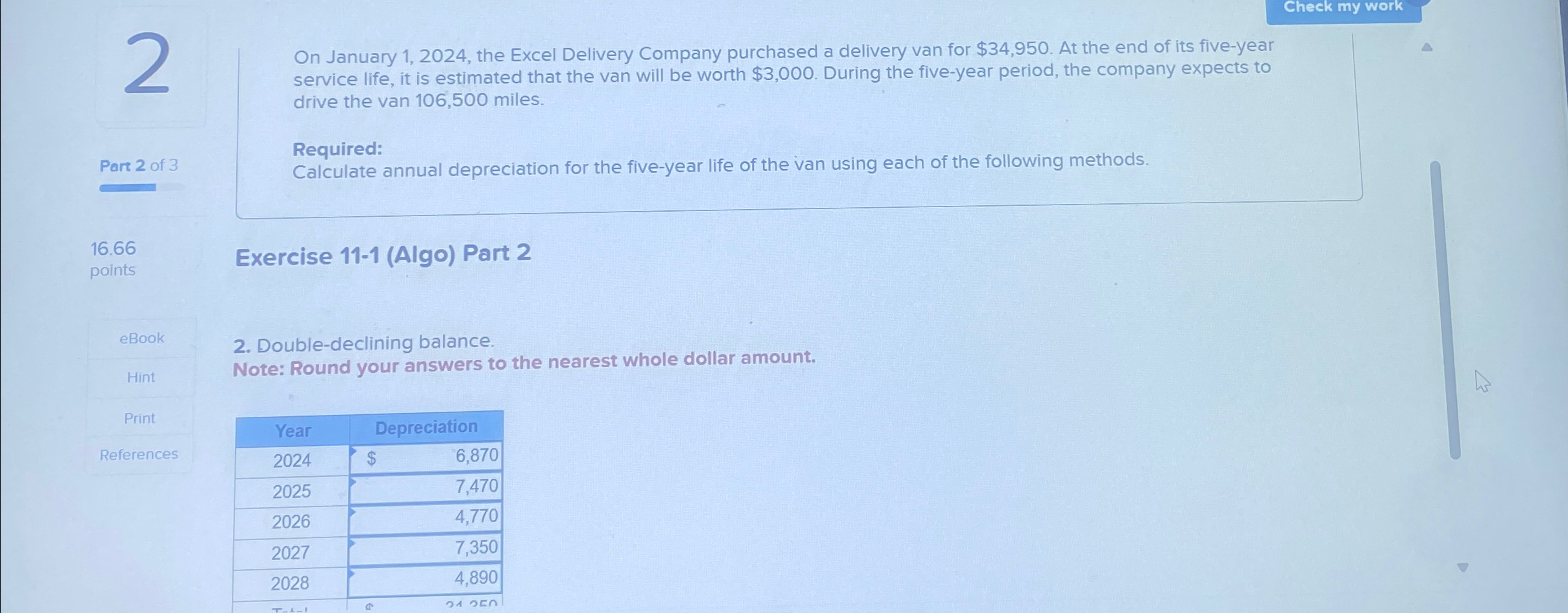 Solved Check my workOn January 1, 2024, ﻿the Excel Delivery | Chegg.com