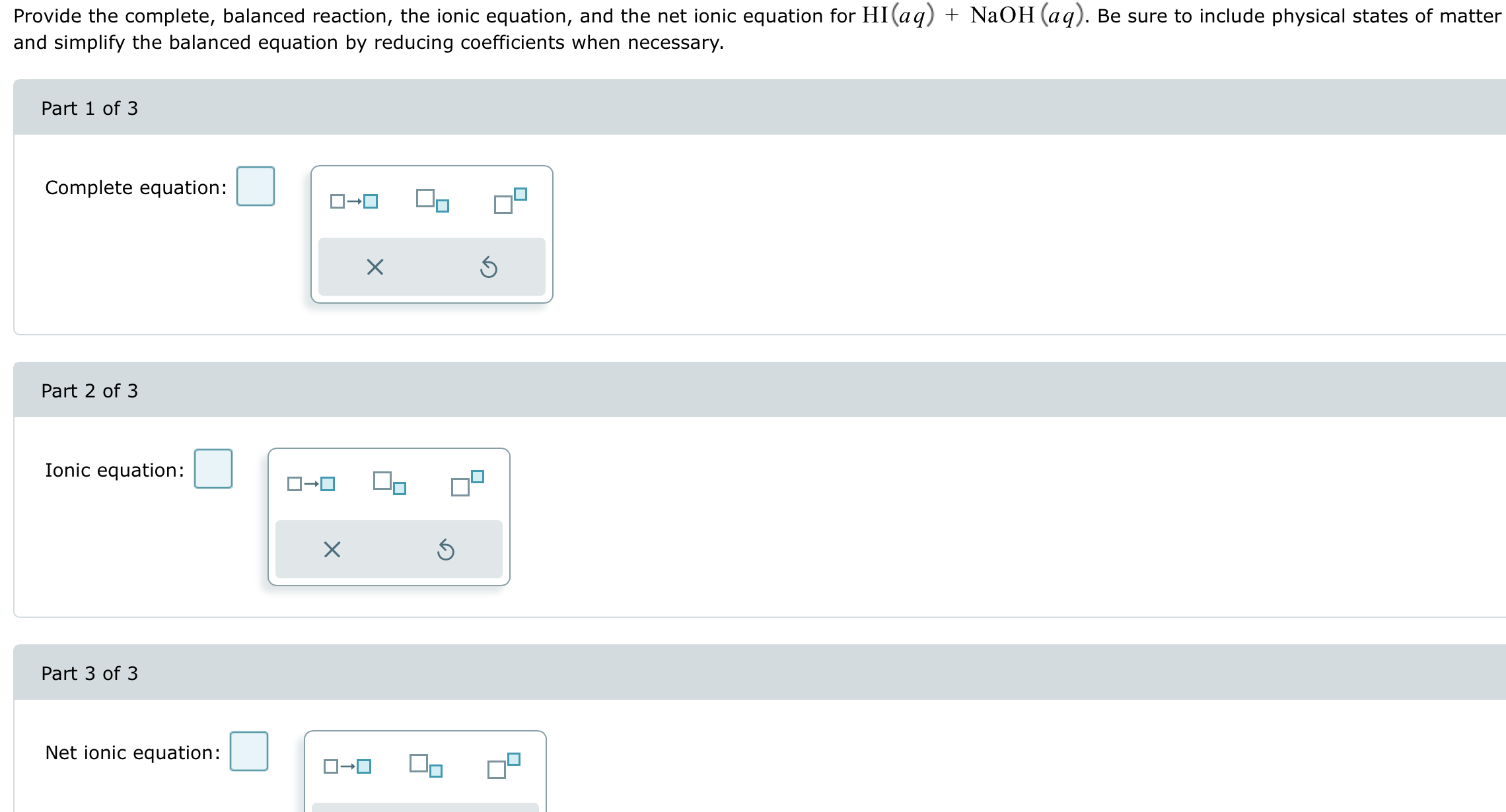 Solved Provide the complete, balanced reaction, the ionic | Chegg.com