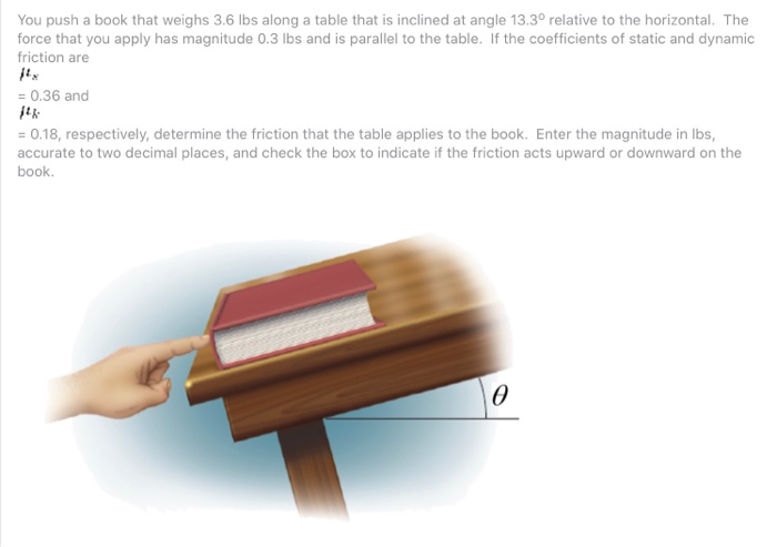 Solved You push a book that weighs 3.6 lbs along a table | Chegg.com