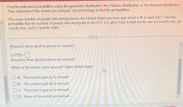 Solved Find the indicated probabilities using the geometric | Chegg.com