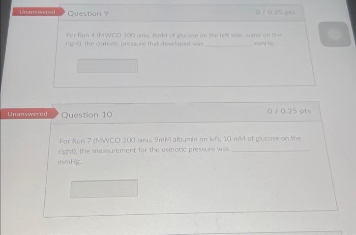 Solved For Run 4 (MWCO 100 amu, AmM of glucose on the left | Chegg.com