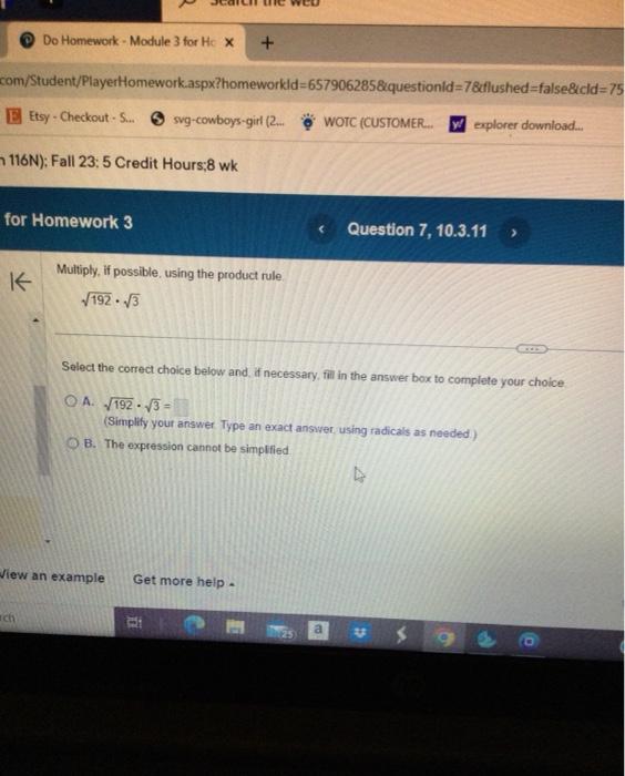 Solved Multiply, if possible, using the product rule 192⋅3 | Chegg.com
