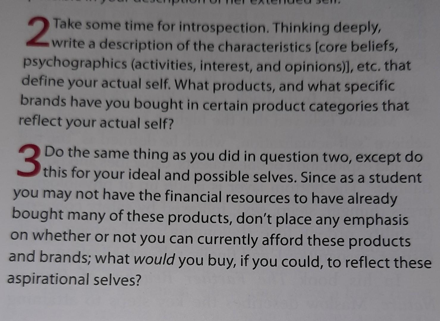 Solved 2 , Take some time for introspection. Thinking | Chegg.com