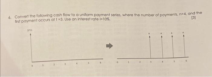 Solved 6. Convert the following cash flow to a uniform | Chegg.com Solved 6. Convert the following cash flow to a uniform | Chegg.com