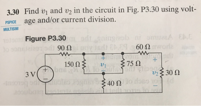 Solved 3.30 Find v1 and v2 in the circuit in Fig. P3.30 | Chegg.com